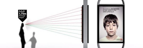 Anti child-abuse poster with a secret hidden message only visible to ...